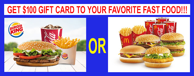 Get $100 Gift Card to Your Favorite Fast Food! - UNIVERSAL OFFERS