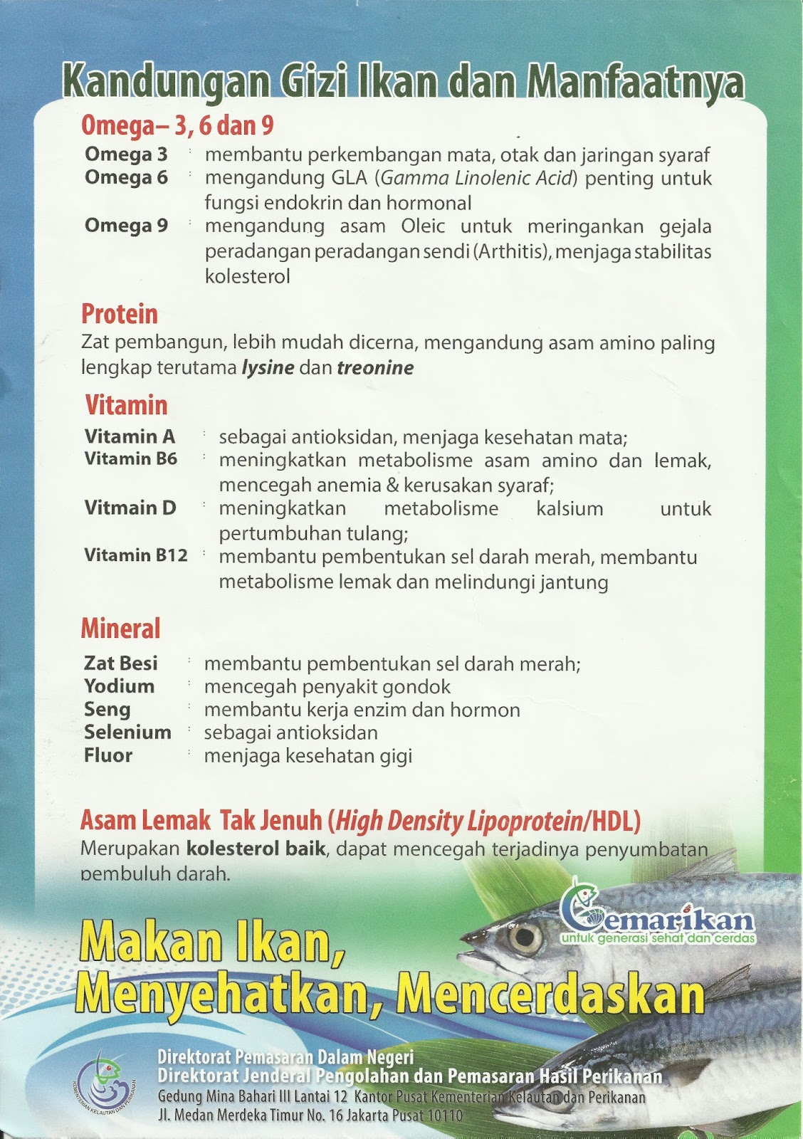 KOMUNITAS PENYULUH PERIKANAN: POSTER PENYULUHAN: KANDUNGAN GIZI IKAN ...