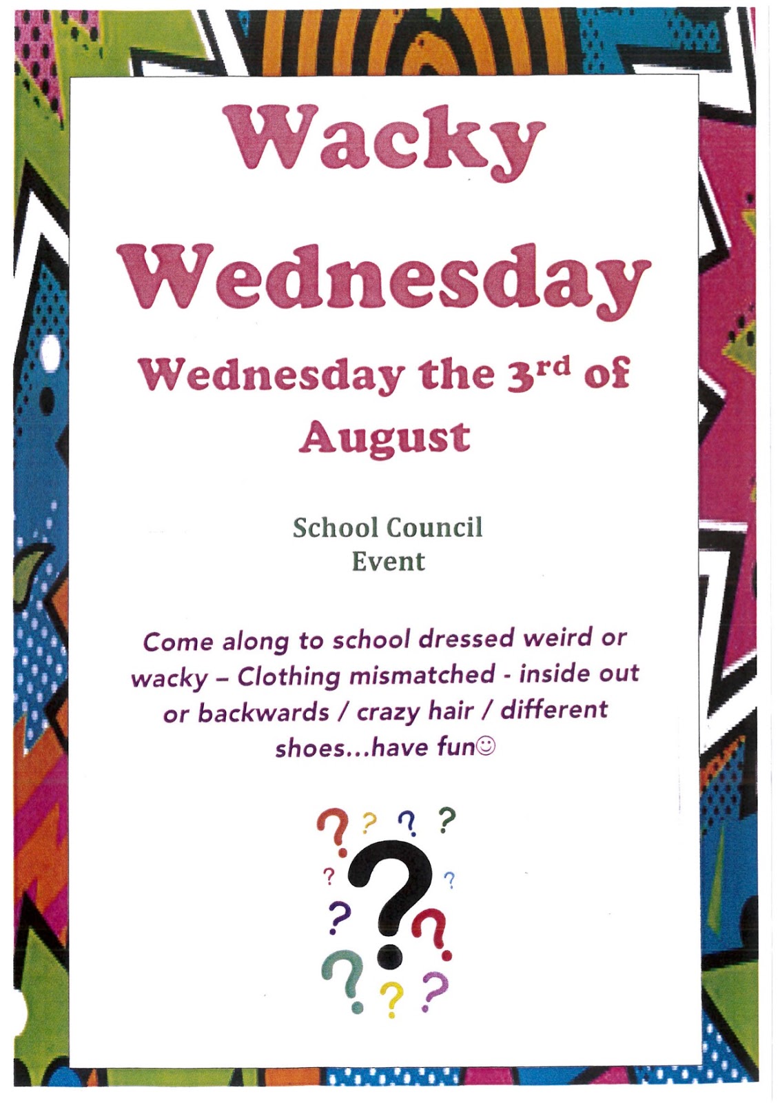 Events and Celebrations@Tauriko: School Council Event - Wacky Wednesday