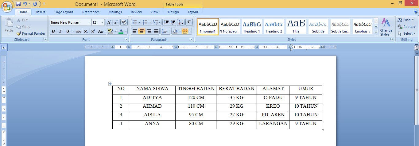 CATATAN ANAK SEKOLAH: CARA MEMBUAT TABEL DI MICROSOFT WORD.