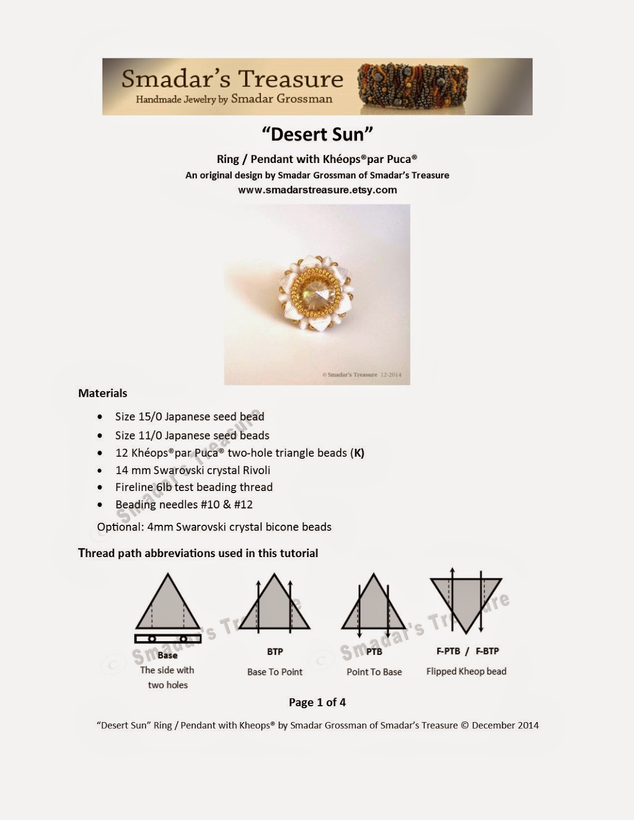 Smadar's Treasure: Free Pattern with Kheops par Puca Beads