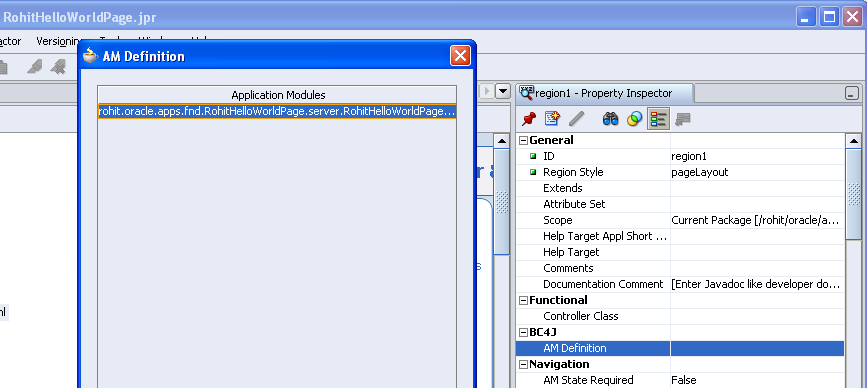 Oracle Application's Blog: Part2 Creating a simple Hello World Page in OAF