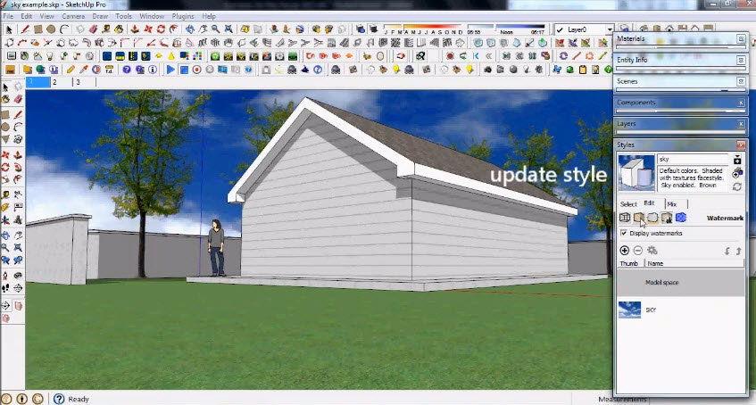 How to create a sky background in the Sky Style Sketchup. | Drawing and ...