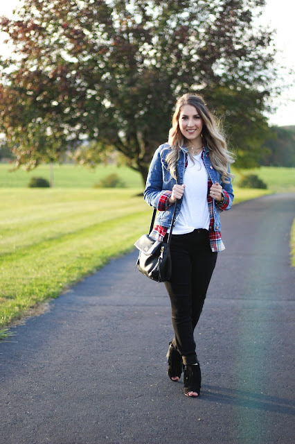 FALL OUTFIT INSPIRATION // DENIM JACKET & PLAID + GIVEAWAY | A Classy ...