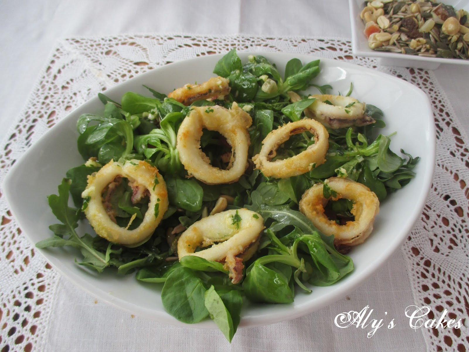 Aly's Cakes: ENSALADA DE CALAMARES CON SALSA DE AJO Y PEREJIL Y FRUTOS ...