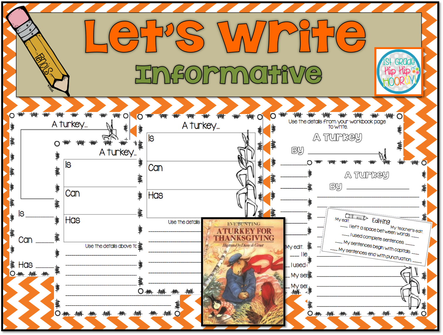 1st Grade Hip Hip Hooray!: Let's Write...November
