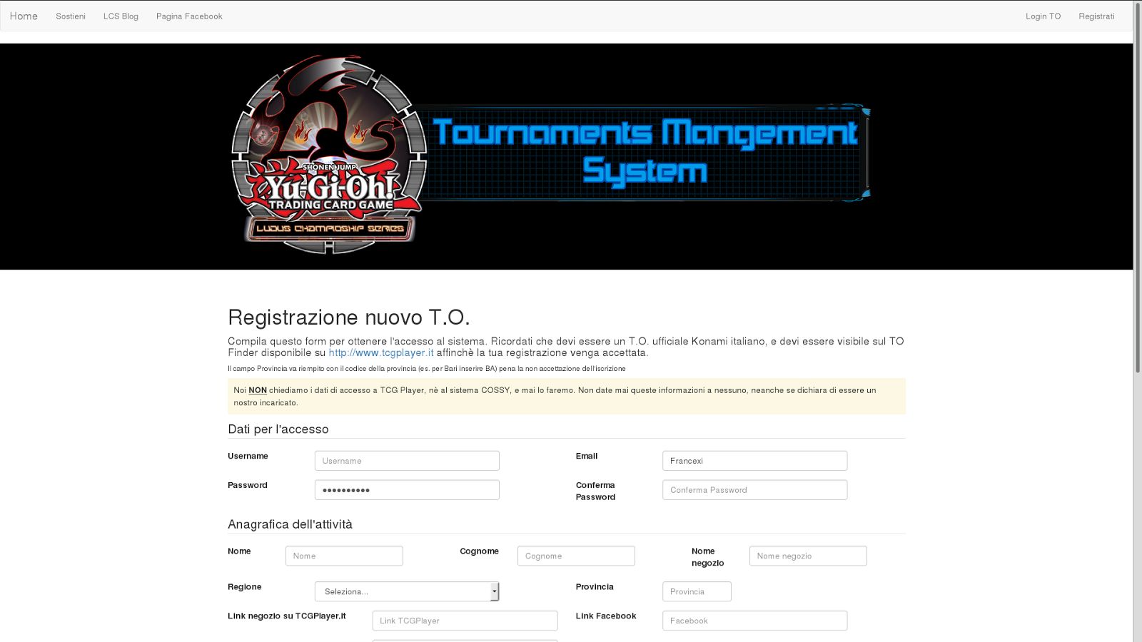 Ludus Championship Series: [ANNUNCIO] Tournaments Management System