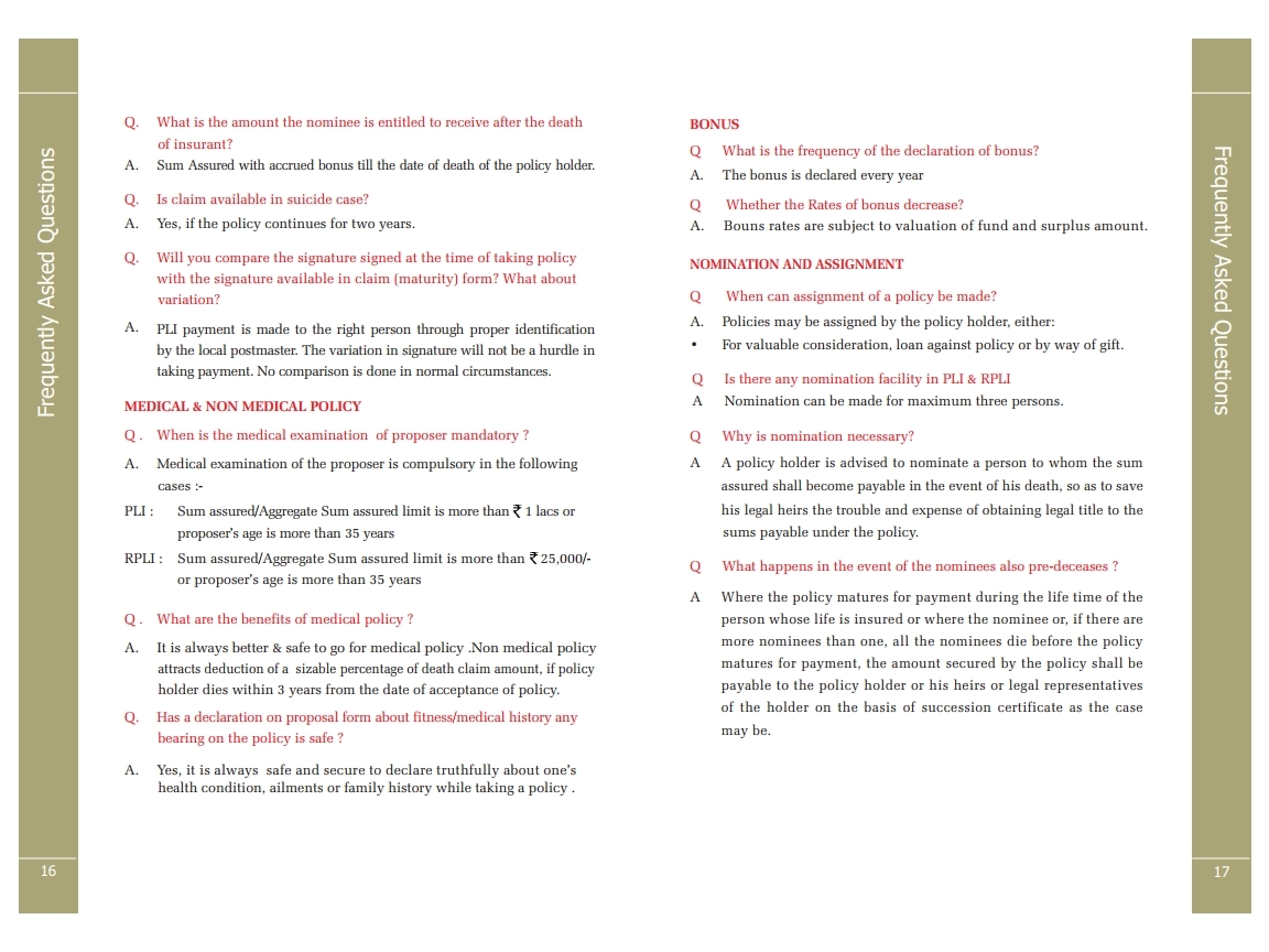 DOP ORDERS: Postal Life Insurance/ Rural Postal Life Insurance Booklet