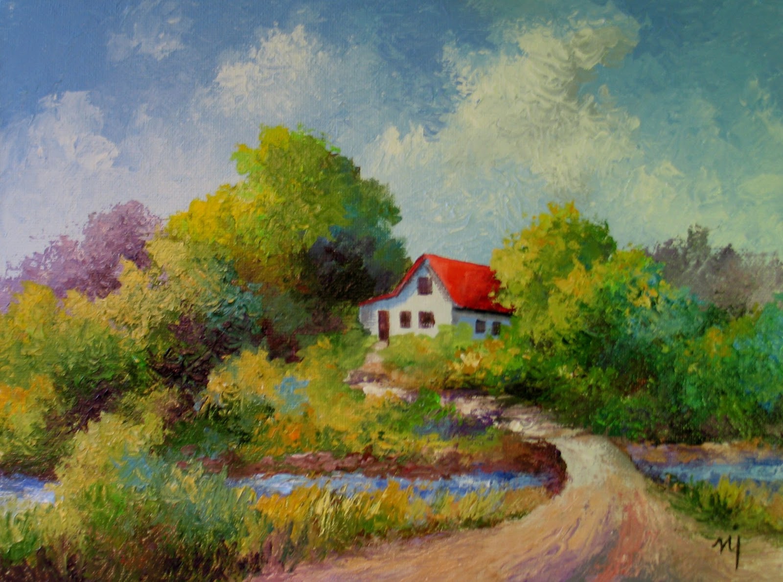 Nel's Everyday Painting: Palette Knife Cottages - SOLD