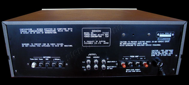 stereonomono - audio Hi Fi Compendium - 14 years on-line: Denon TU-850