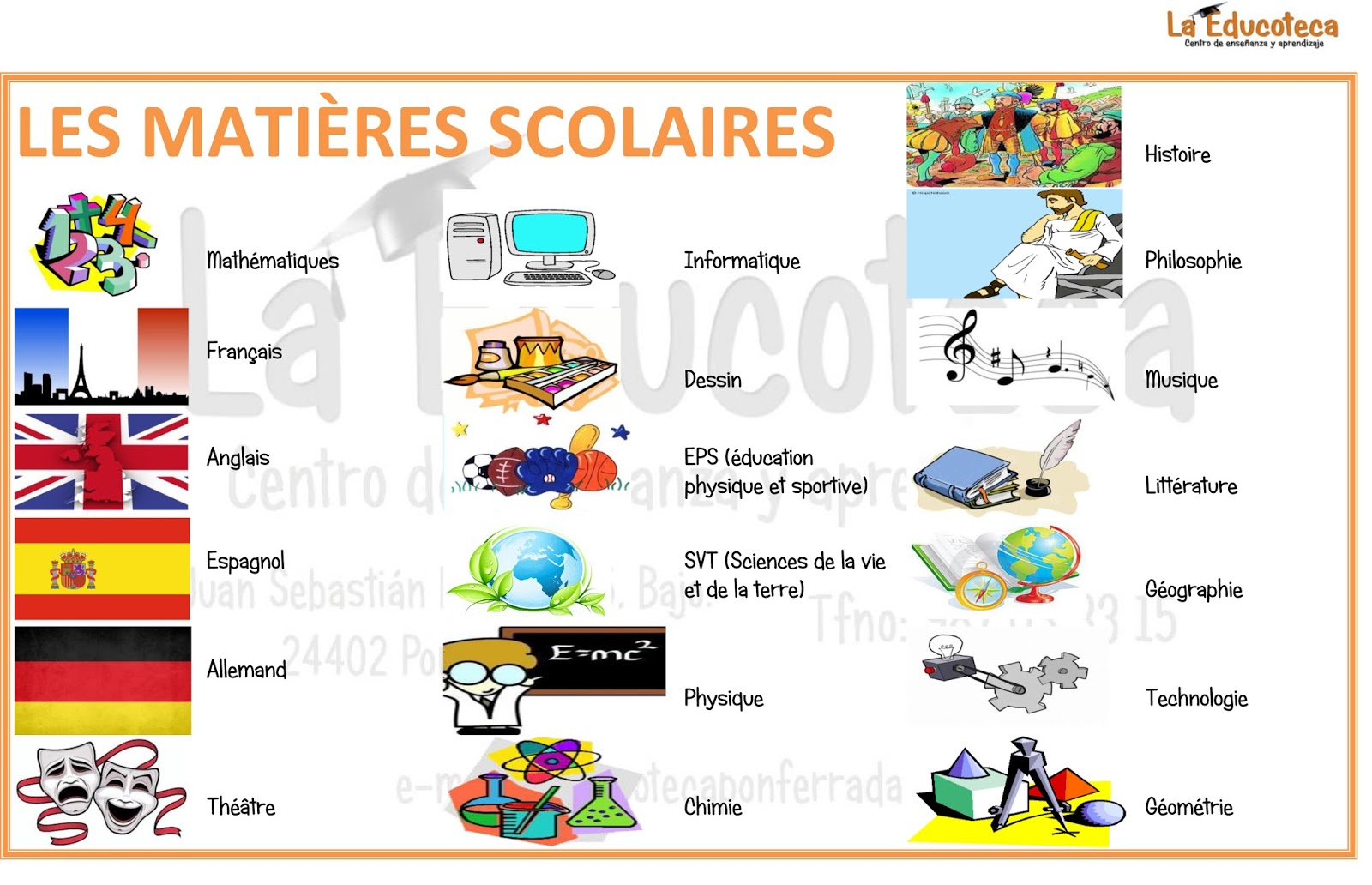 LA CLASSE DE FRANÇAIS DE GRACIA: Les matières scolaires