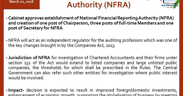 National Financial Reporting Authority (NFRA) approved by Cabinet ...