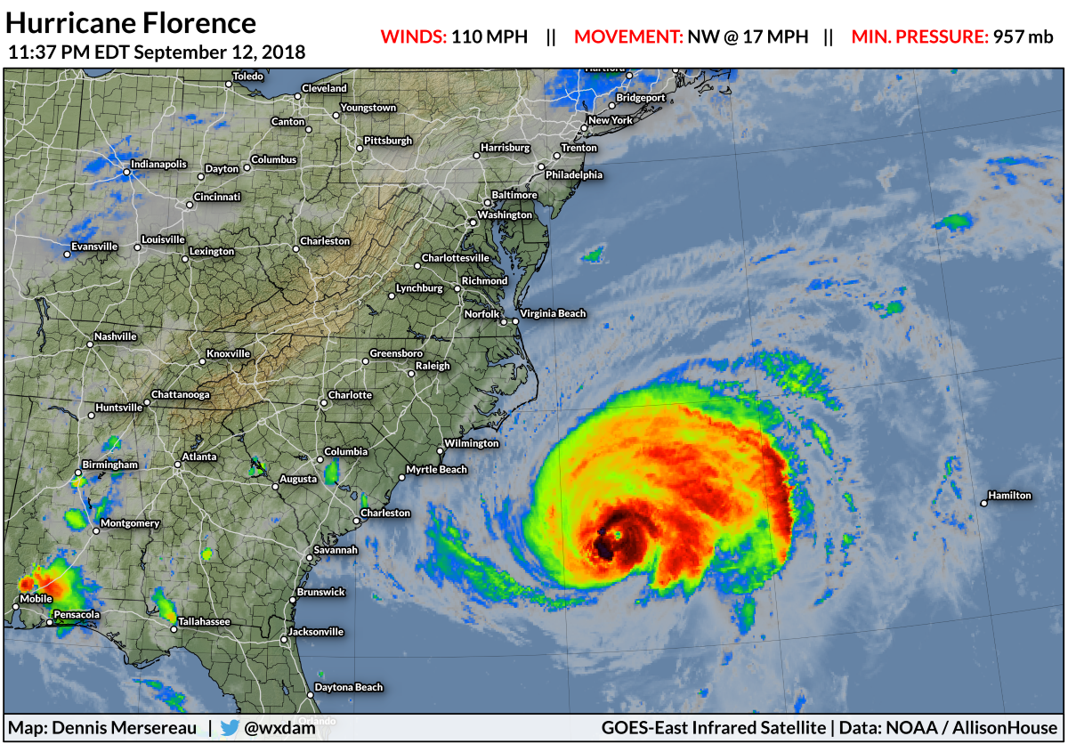 Hurricane Florence Set to Bring Intense Flooding and Storm Surge to ...