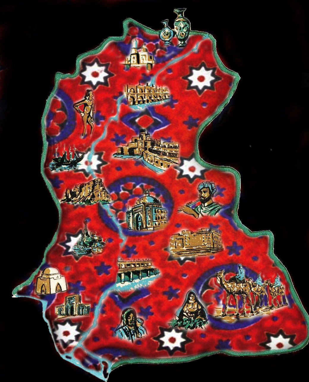 CNN SINDHI: Map of Sindh with ajark colour, designed by CNN SINDHI Team