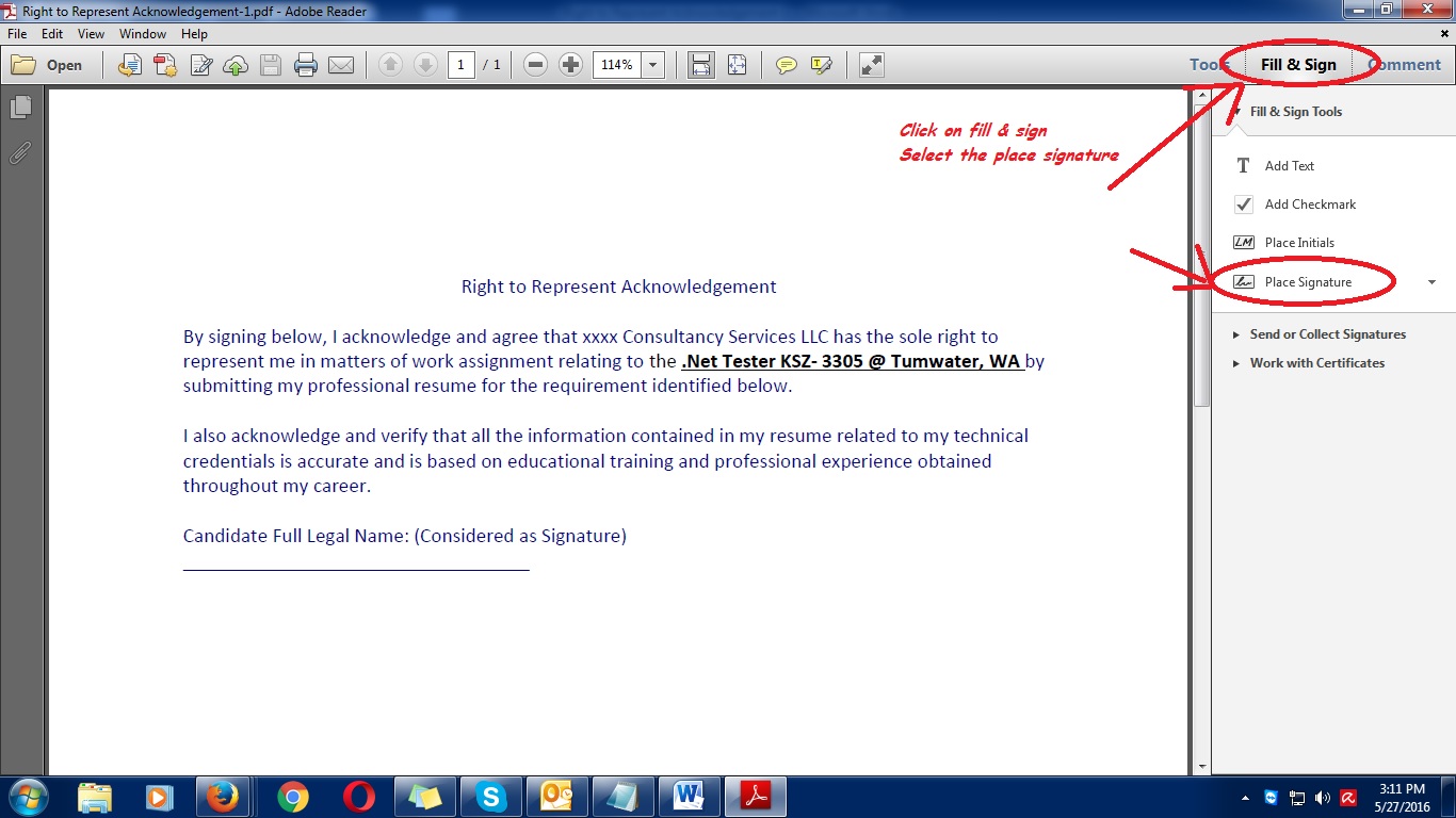How to sign the Doc/Pdf: Signing the pdf document