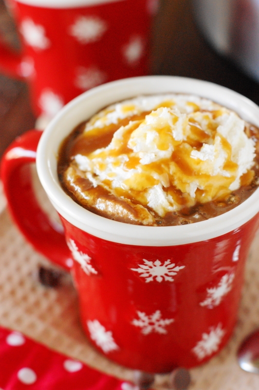 Slow Cooker Caramel Hot Chocolate | The Kitchen is My Playground