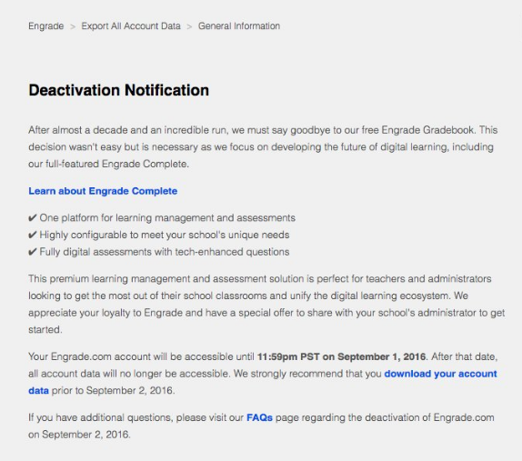 Time to Talk Tech : Used Engrade for your grading but bummed it is no ...