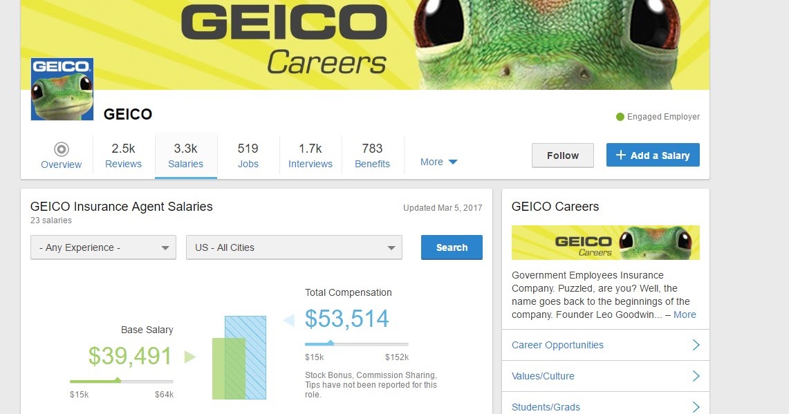 geico insurance agent salary