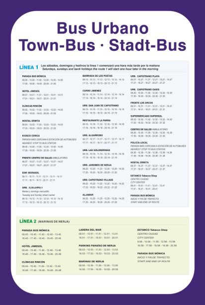 Nerja autobus urbano horarios y paradas en El Capistrano Villages - El ...