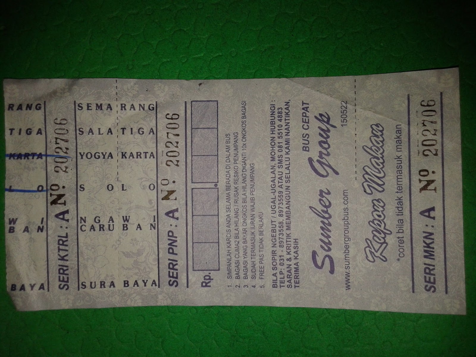 Caper Touring "One Stop Journey": Koleksi Karcis Bus