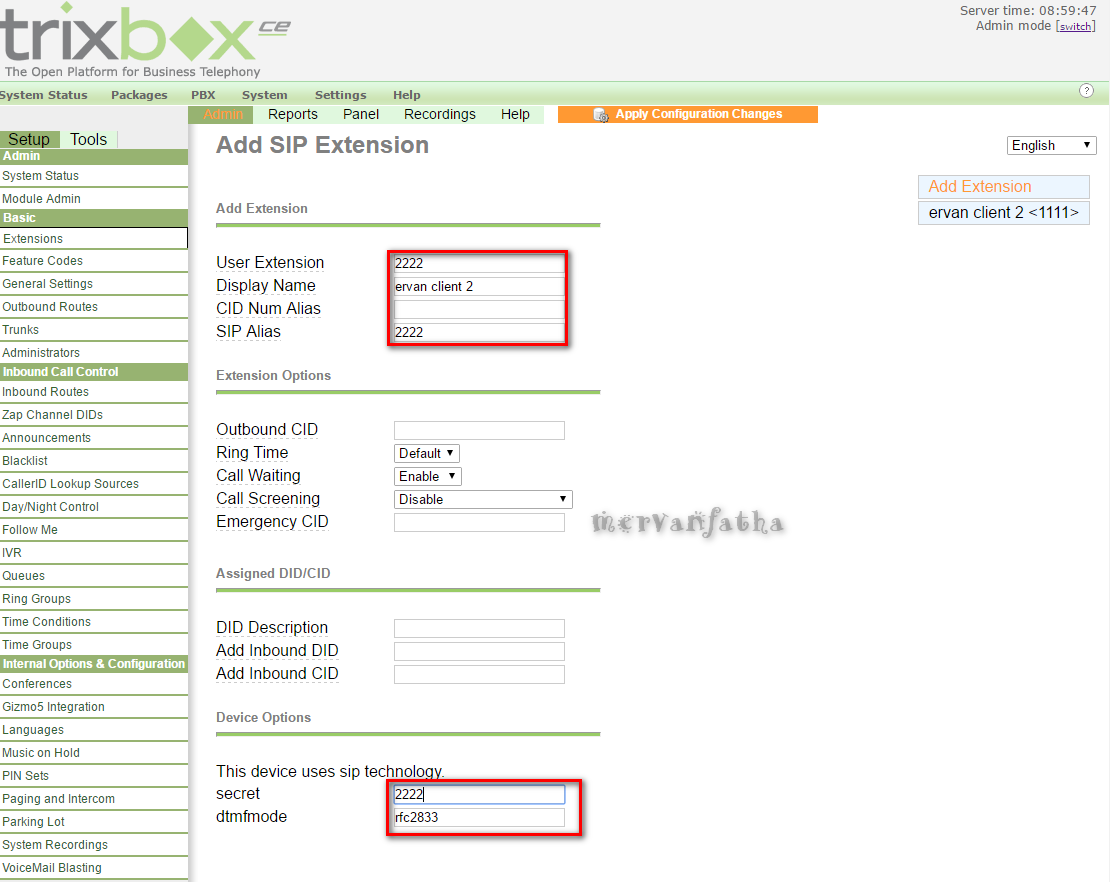Tutorial Konfigurasi Trixbox Dan Mengakses pada client