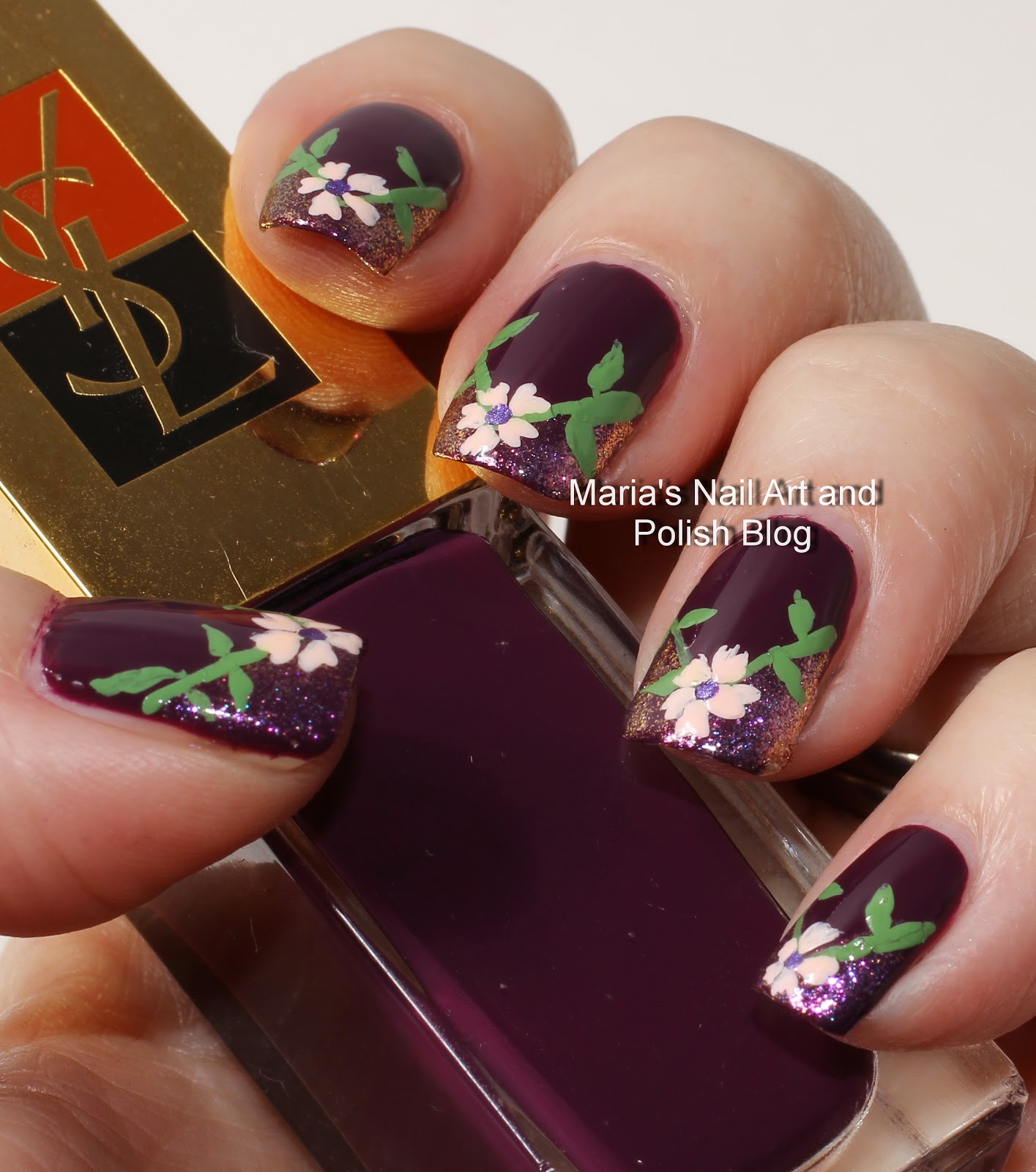 Marias Nail Art and Polish Blog: V-shaped floral French nail art