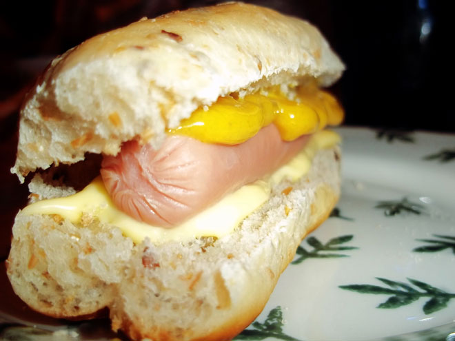 Delicias de ayer y de hoy: PANCHO "fifty-fifty" - en pan de viena integral