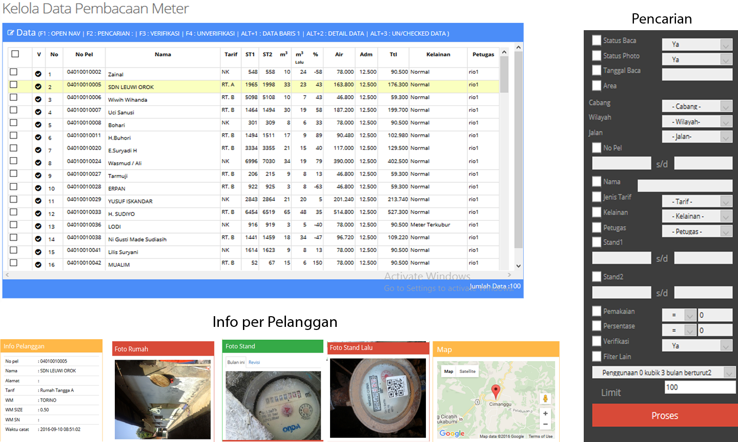 Aplikasi Dashboard Evaluasi Pembacaan Meter PDAM