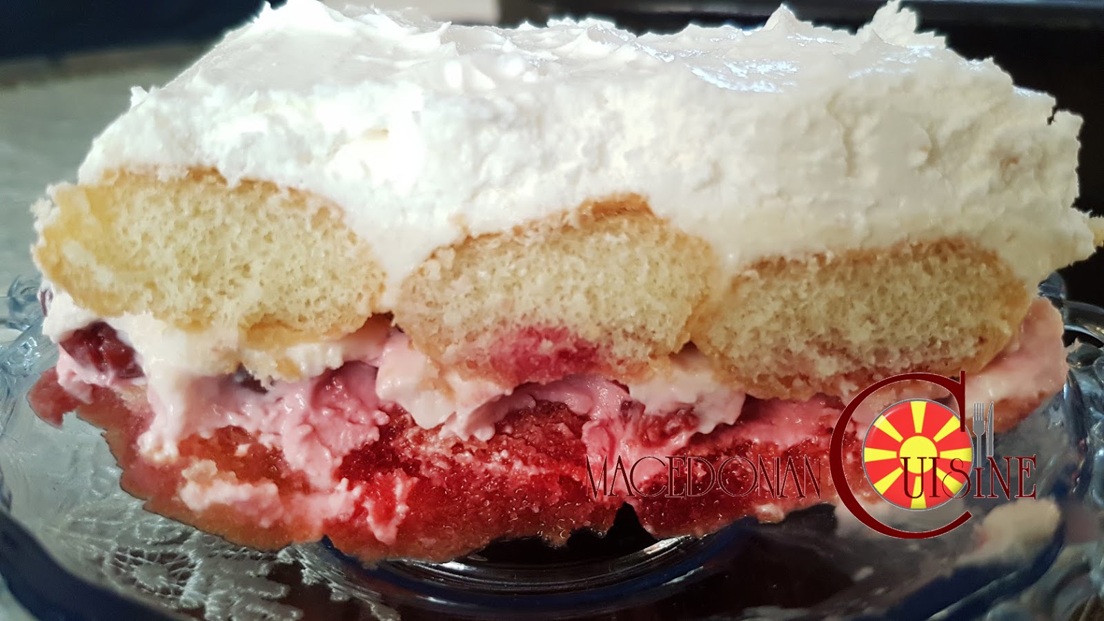 EASY CREAMY LADYFINGER CHERRY CAKE ~ Macedonian Cuisine