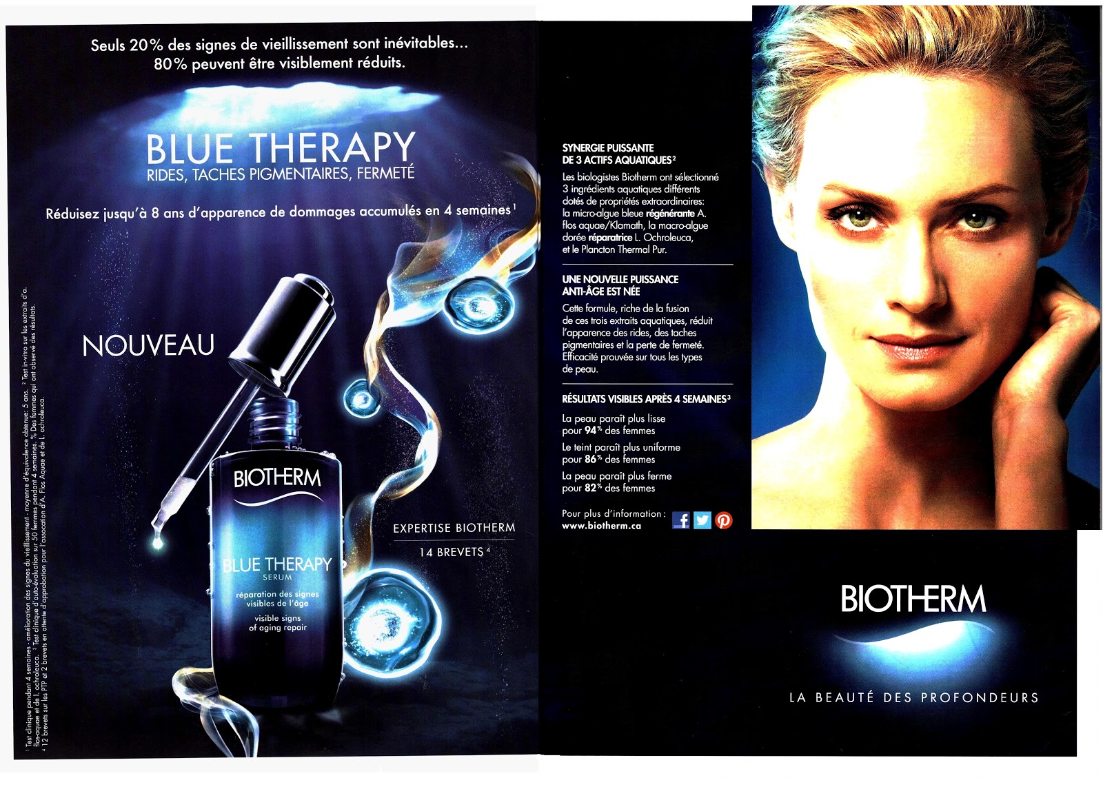 Éléments de publicité: Analyse stratégique publicité Biotherm Blue Therapy