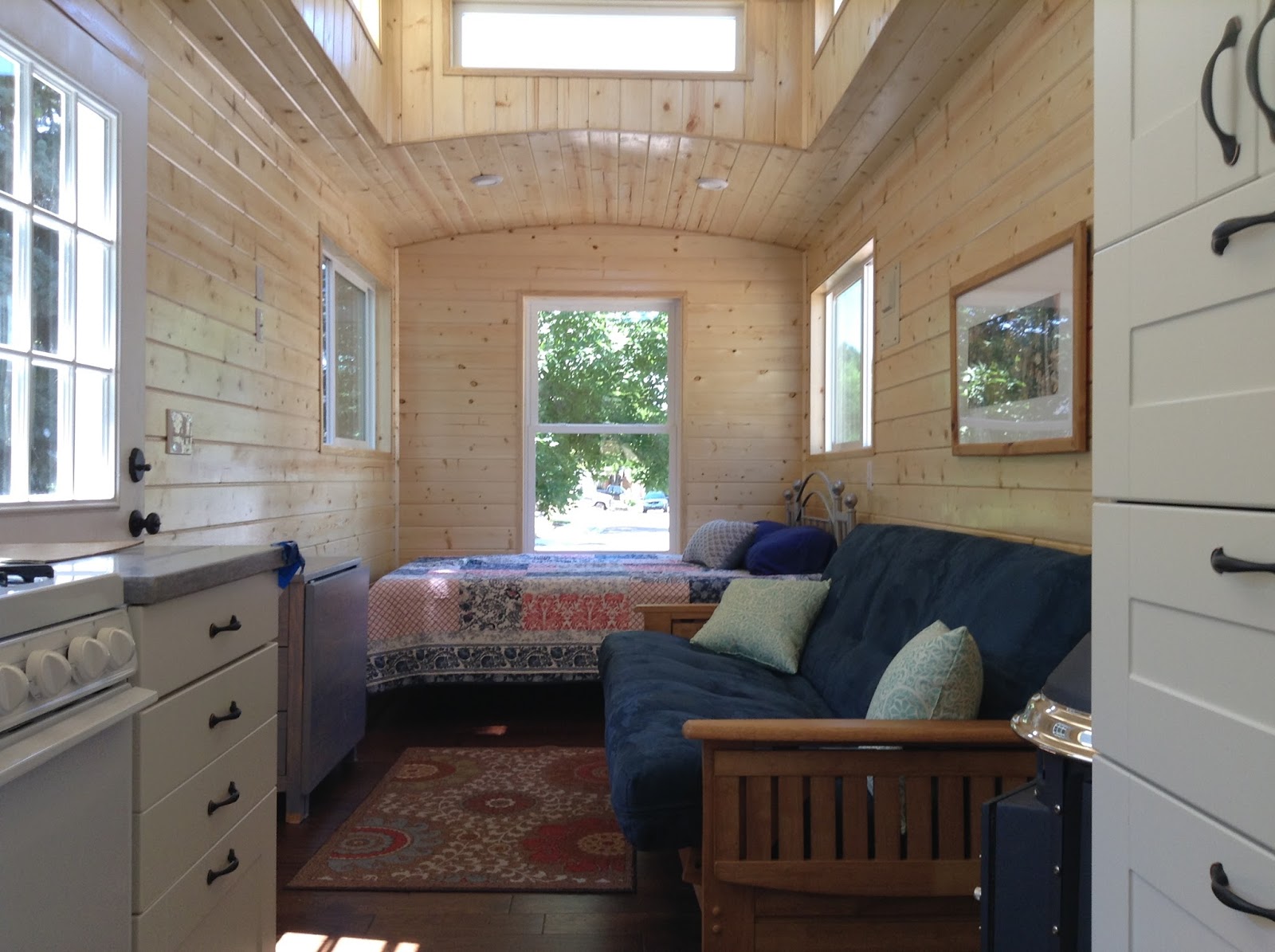 TINY HOUSE TOWN: The Blue Caboose Tiny House (240 Sq Ft)