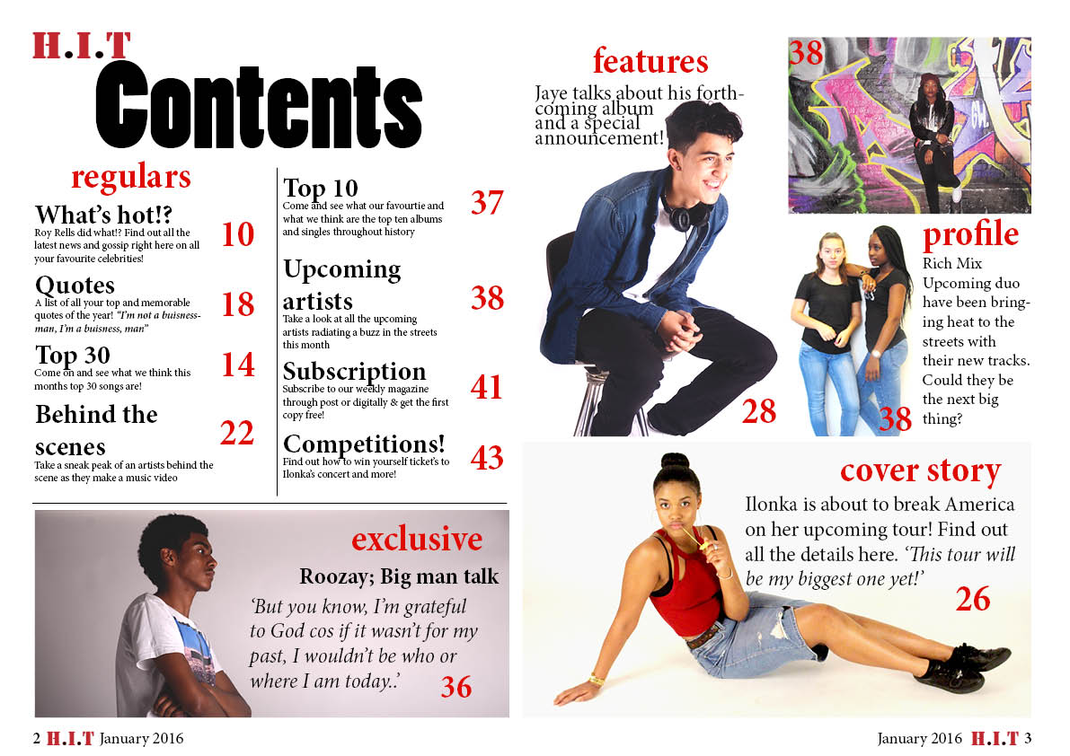 AS Media Coursework: My COMPLETED and IMPROVED cover page, contents ...