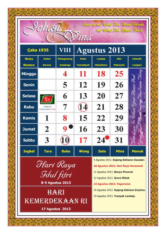 Design Desk Calendar for Wedding Souvenir | Agratitudesign Impression