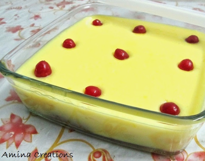 AMINA CREATIONS: BANANA AND CHERRY TRIFLE PUDDING