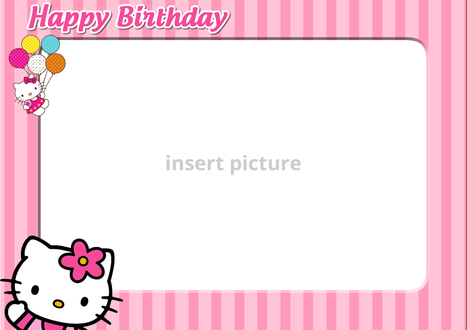 Hello Kitty Pink Stripes Photo PNG Frame - Printable PNG Frames ...