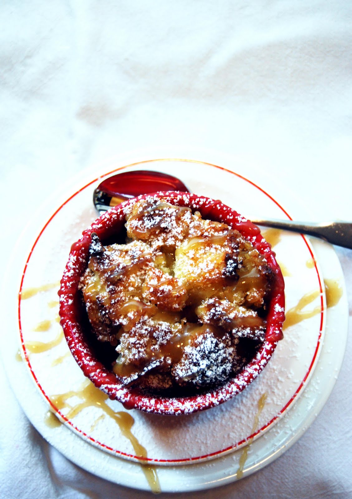 good morning grace.: cardamom bread pudding with whiskey caramel sauce