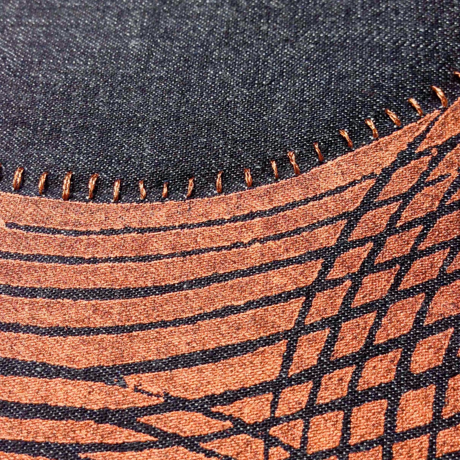 Paravent: Embroidered Copper/Denim