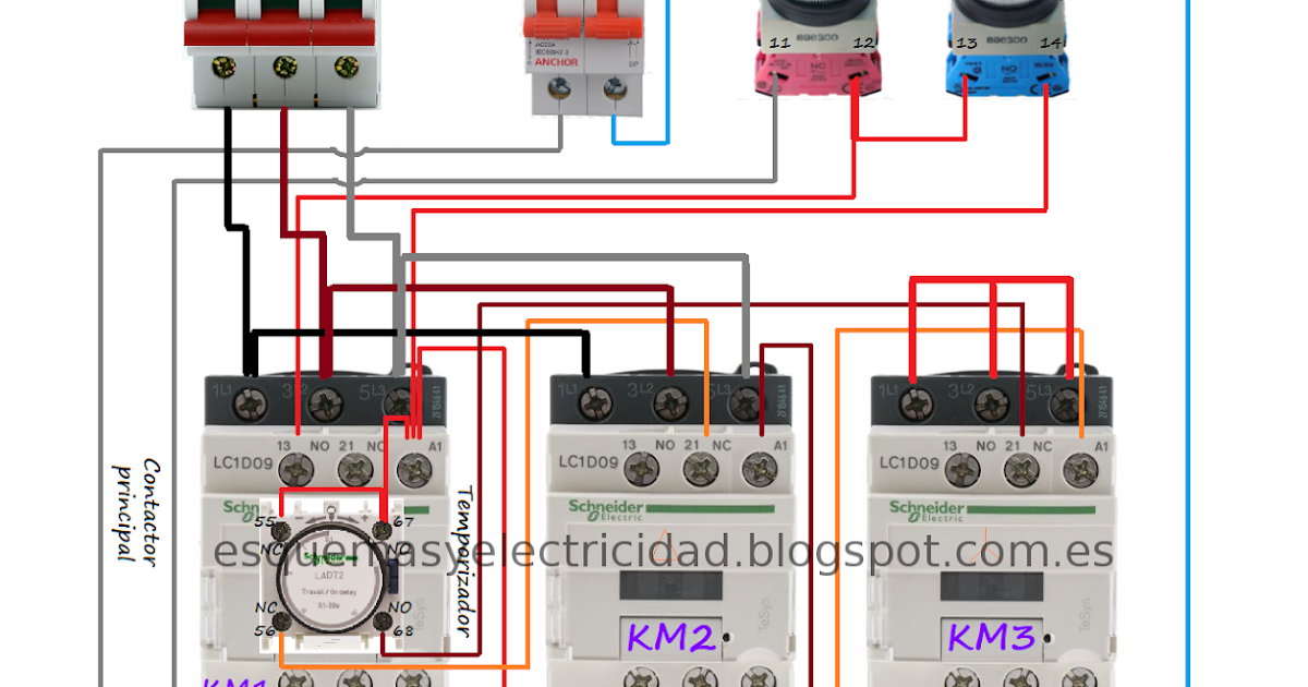 Esquemas eléctricos: Conexión de estrella triangulo potencia maniobra