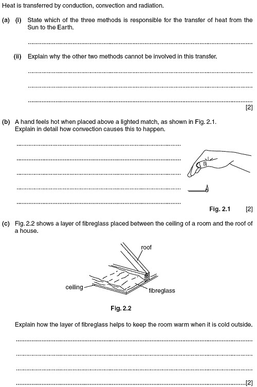 Past Papers Physics O-Levels and IGCSE: Transfer of Thermal Energy and ...