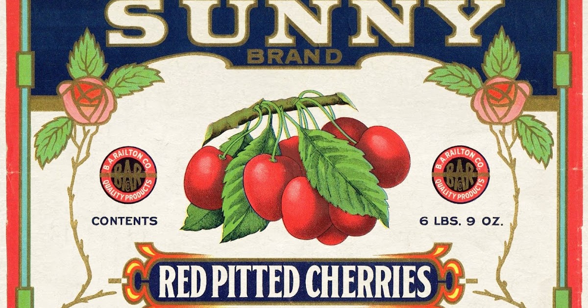 Chocolate Rabbit Graphics: Vintage Can Label - cherries