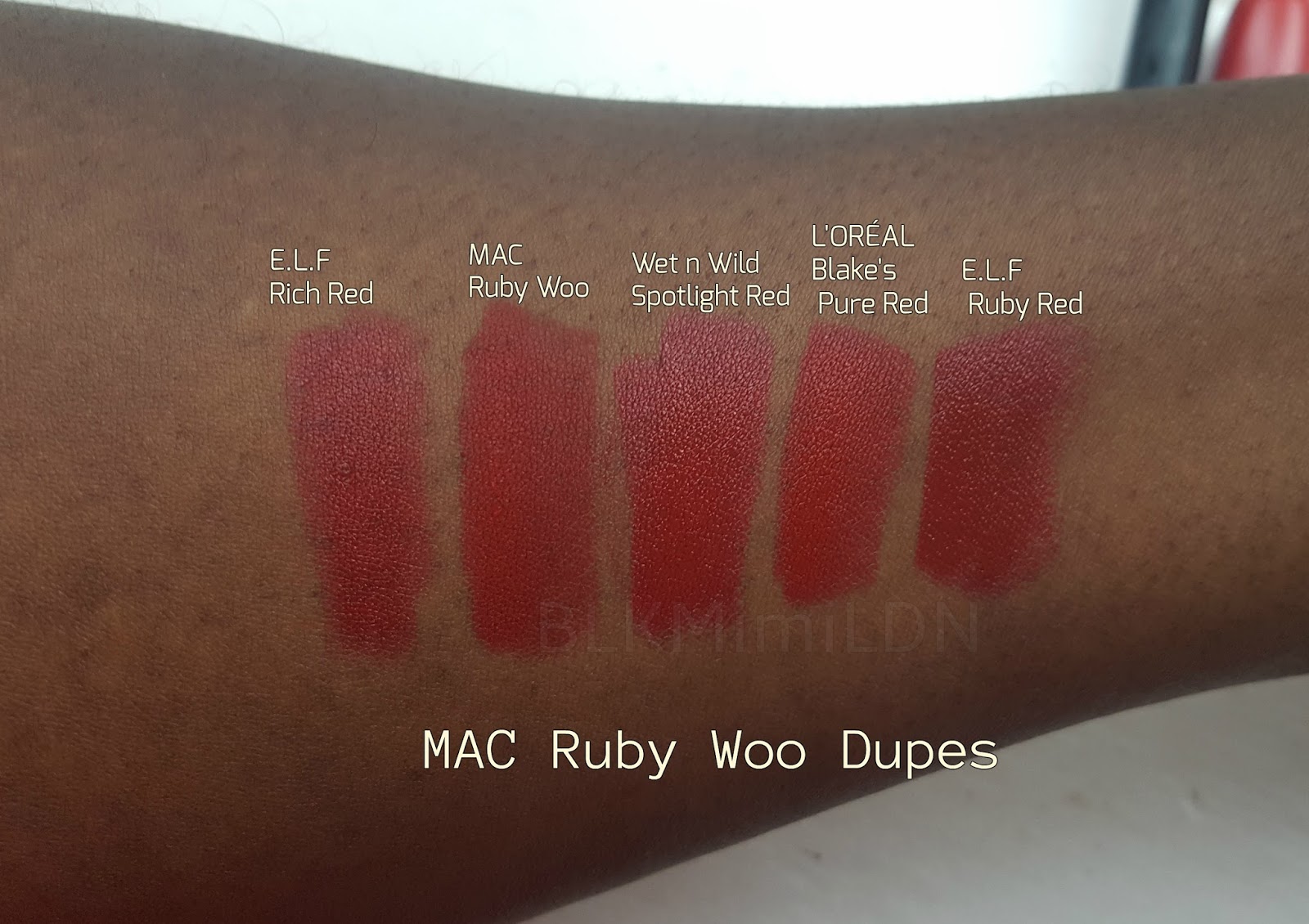 BLKMimiLDN: MAC Ruby Woo Dupe (on Dark Skin)