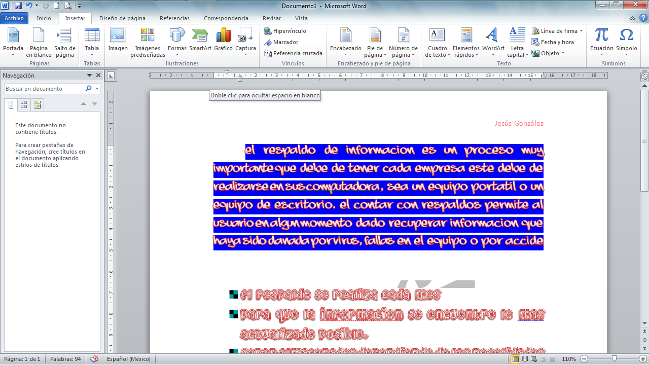 RESGUARDAR LA INFORMACIÓN: microsoft word 2010