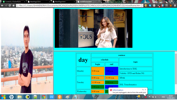 Create An Html Page With Different Frames Such As Floating Frame Navigation Frame Mixed Frame