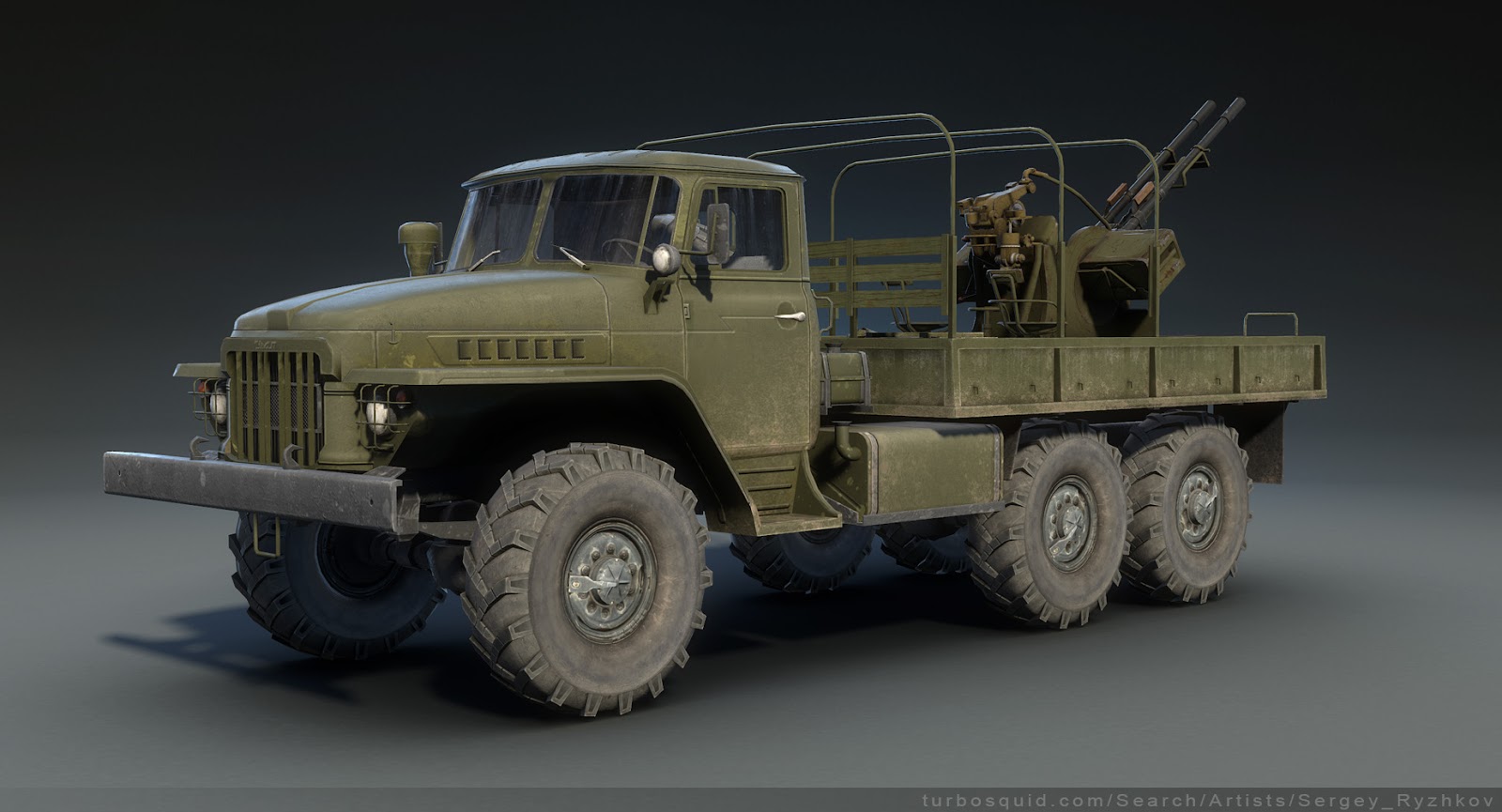 3d-models for GameDev: Ural-375 Gun Truck