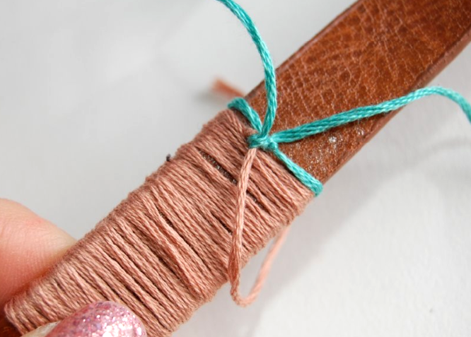 diy: Colorblock Thread Wrapped Belt