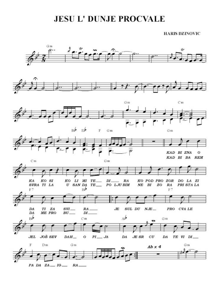 NOTE | DOMACE I STRANE: JESU L' DUNJE PROCVALE NOTE AKORDI TEKST