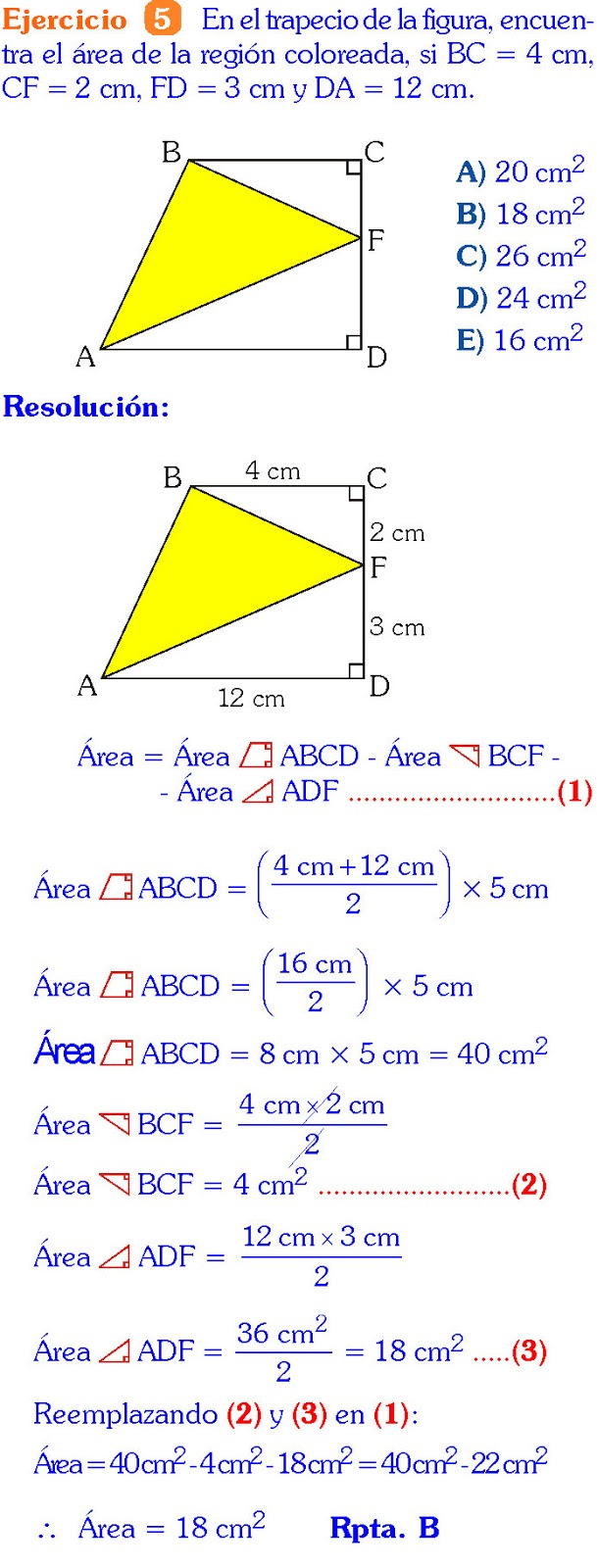 AREA DE UN TRAPECIO FORMULA EJEMPLOS Y EJERCICIOS RESUELTOS