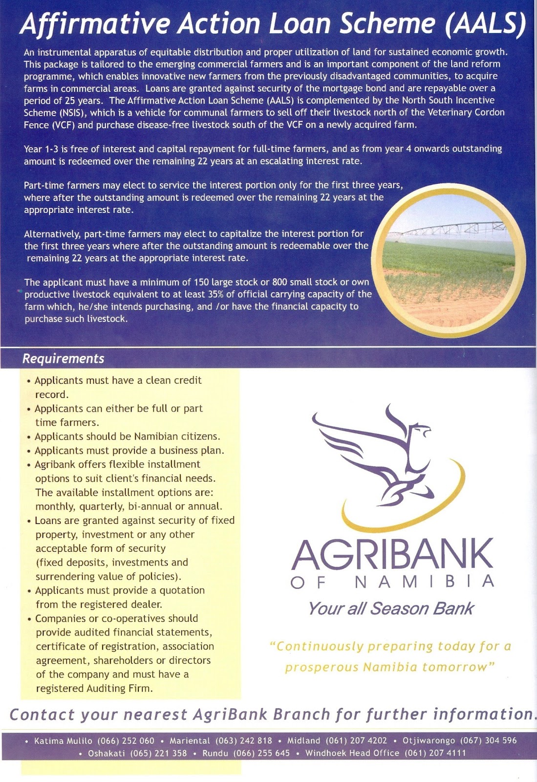 Agri Alert Namibia: AGRIBANK: Affirmative Action Loan Scheme