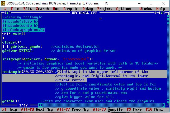Practising C C And Java Programming With Examples Program To Draw A Rectangle