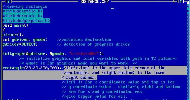 Practising C C And Java Programming With Examples Program To Draw A Rectangle